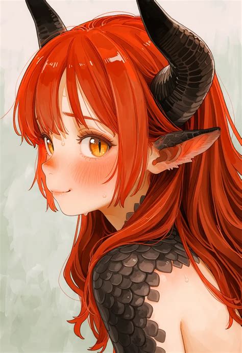 Dragon Girl With Red Hair And Black Scales Ai Image Gallery Diffus