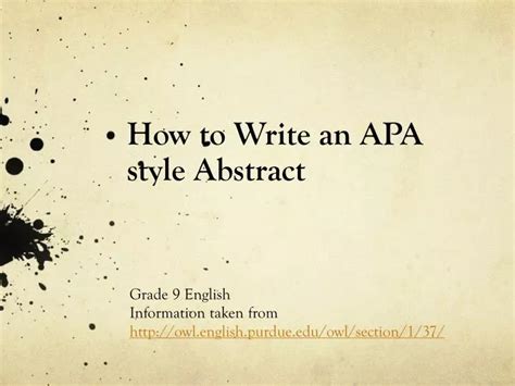 Ppt How To Write An Apa Style Abstract Powerpoint Presentation Free