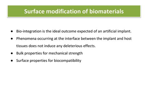 Surface Modification Techniques In Biomedical Sector Ppt