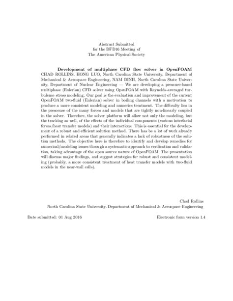 pdf development of multiphase cfd flow solver in openfoam