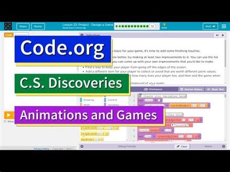 Code Org Lesson Project Design A Game Tutorial With Answers C S Discoveries Unit