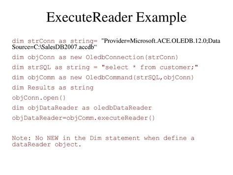 coding ado objects connection command datareader ppt download