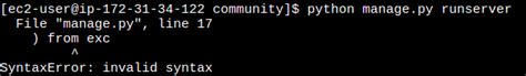 EC Python Manage Py Runserver