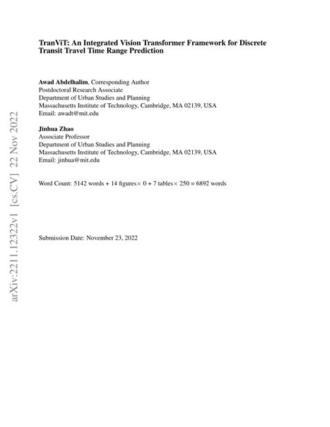 Pdf Tranvit An Integrated Vision Transformer Framework For Discrete