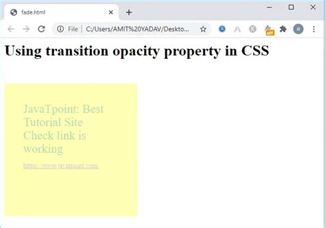 OPACITÉ DES TRANSITIONS CSS TUTORIEL CSS