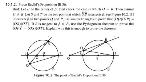 Solved 1012 Prove Euclids Proposition Iii36 Hint Let