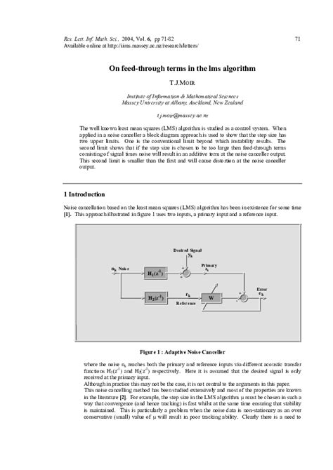 pdf on feed through terms in the lms algorithm