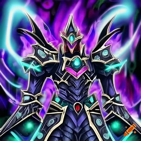 Undead warrior in yu gi oh style with fiery plasma lightnings on Craiyon
