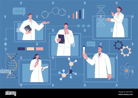 Science Virtual Research Medicine Flat Scientists Developing Chemical