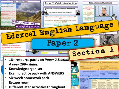 Edexcel English Language Paper 2 Section A Teaching Resources