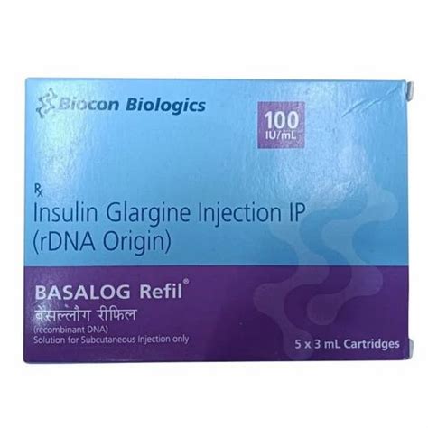 Basalog Refil Insulin Glargine Injection 100 Iu Ml Packaging Size 5 X 3 Ml Cartridges At