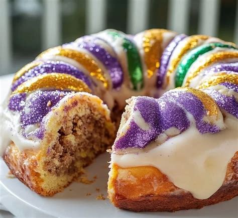 Mardi Gras King Cake With Cinnamon Filling Wiserecipes