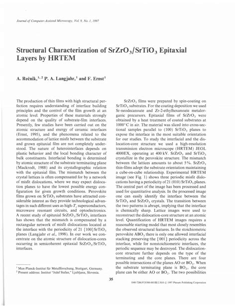 Pdf Structural Characterization Of Srzro3srtio3 Epitaxial Layers By