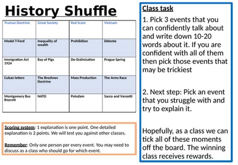 Recall Task Ideas For History Teaching Resources