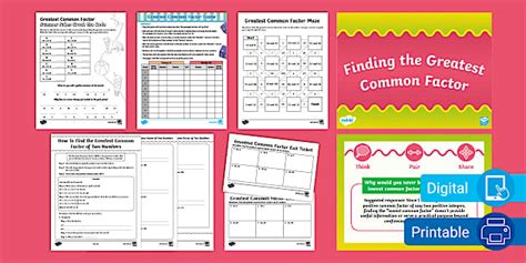 Sixth Grade Greatest Common Factor Lesson Pack