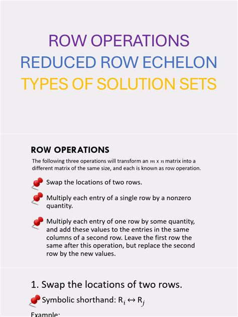 Row Operations Rref Solution Sets Pdf System Of Linear Equations