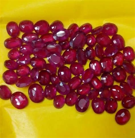 5 To 8 Cts Red Natural Ruby Glass Filled Gemstone Size 150 Mm At