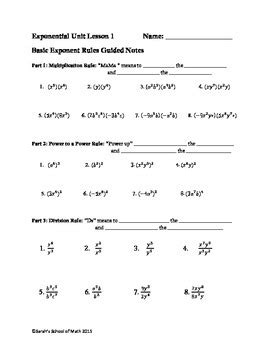 Common Core Math Exponential Unit Days Of Lesson Plans TpT