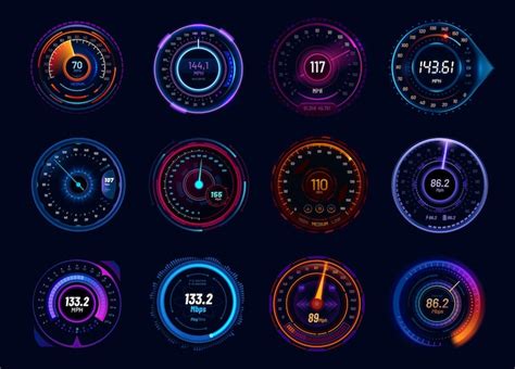 Premium Vector Futuristic Car Speedometer Gauge Neon Dials