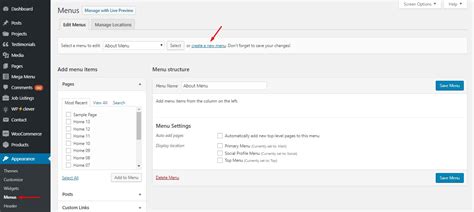 how to create a menu builder documentation