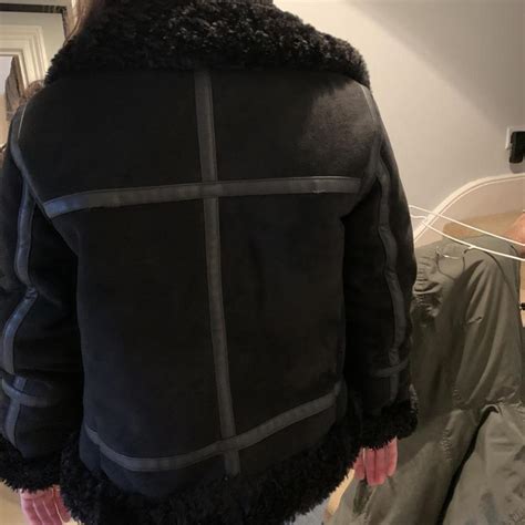 Black Faux Suede Fur Jacket Silver Zip And Buckle Depop