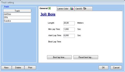 Track Setting Configuration Pistes