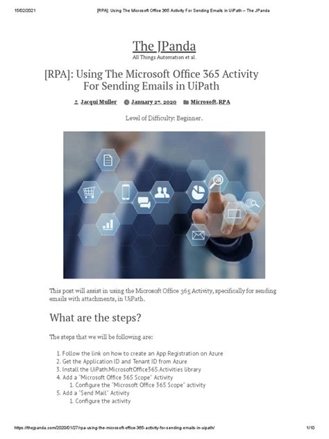 Rpa Using The Microsoft Office 365 Activity For Sending Emails In