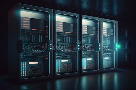 Server Racks In Computer Network Security Server Room Data Center Generative Ai Stock