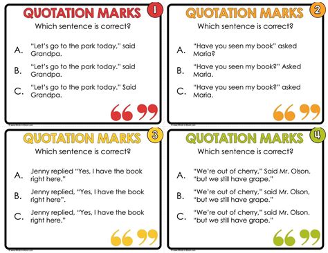 Quotation Marks Task Cards Multiple Choice Color Minds In Bloom