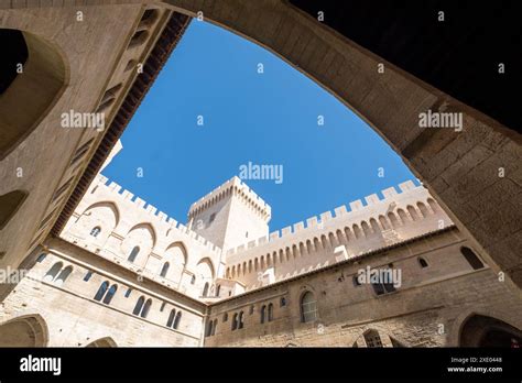 Avignon France Interior Courtyard At The Impressive Popes Palace
