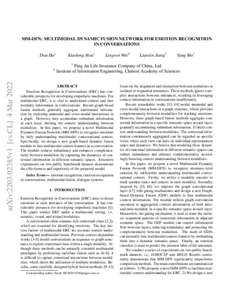Pdf Mm Dfn Multimodal Dynamic Fusion Network For Emotion Recognition In Conversations