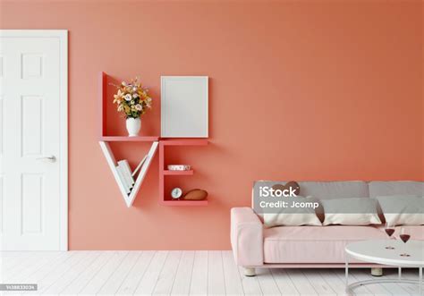 밝은 배경에 격리된 거실의 소파 뒤에 있는 나무 바닥의 포스터 프레임 모형 3d 렌더링 3d 그림 0명에 대한 스톡 사진 및 기타 이미지 Istock
