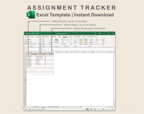 Assignment Tracker Excel Homework Planner Excel Spreadsheet Template