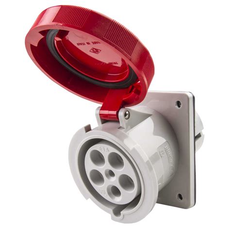 Ilme 63a 3p N E 415v Angled Panel Mounted Socket Ip67 Pew6365pi Cef