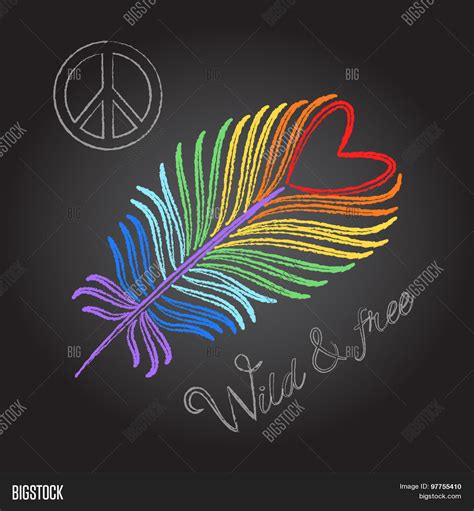Rainbow Feather Peace Vector And Photo Free Trial Bigstock
