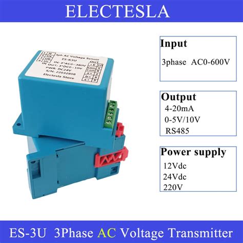 3ph Ac Voltage Transmittert 500v Voltage Sensor Detector Analog Output