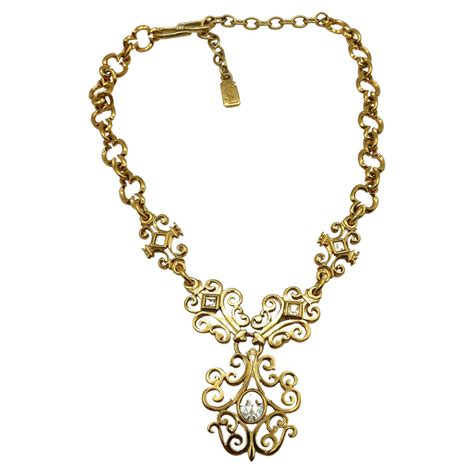 Vintage Yves Saint Laurent Ysl Gold Tone Heavy Link Necklace Circa