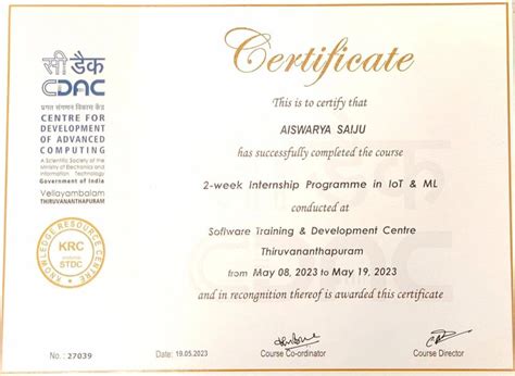 Aiswarya Saiju On Linkedin Internship Iot Machinelearning Cdac