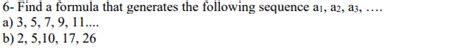 Solved Find A Formula That Generates The Following Chegg Com