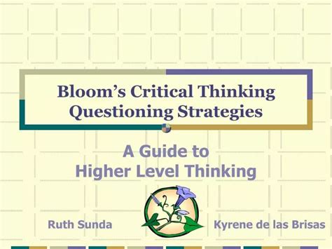PPT Blooms Critical Thinking Questioning Strategies PowerPoint Presentation ID 1307675