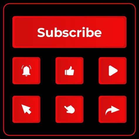 Conjunto De Botones De Suscripción A Youtube Vector Premium
