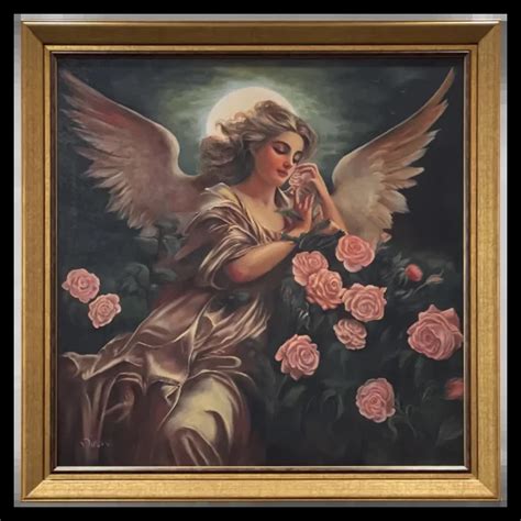 خرید و قیمت تابلو نقاشی فرشته زیبا میان باغ رز در زرین تابلو فروشگاه