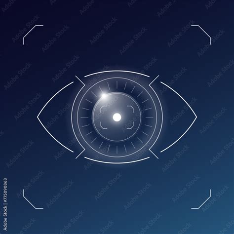 Vetor De Hud Retinal Recognition Biometric Id Scan Icon Concept User Eye Verification Symbol