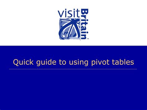 PPT Quick Guide To Using Pivot Tables PowerPoint Presentation Free Download ID 246041
