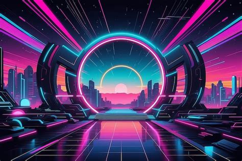 Retro ästhetik Der 70er Und 80er Jahre Futuristischer Hintergrund