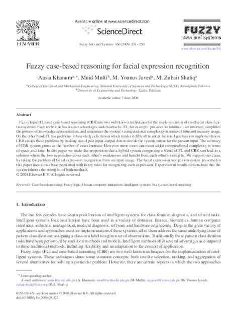 pdf fuzzy case based reasoning for facial expression recognition
