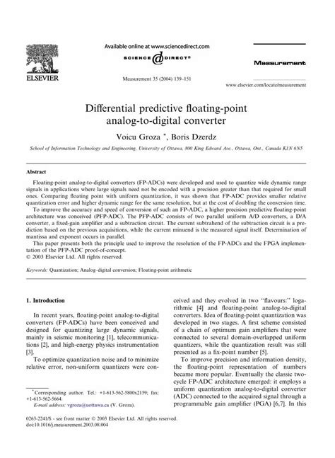 Pdf Differential Predictive Floating Point Analog To Digital