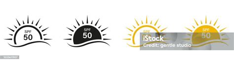 Spf 50 자외선 차단 라벨 Uv 피부 보호 크림 픽토그램 세트 자외선 방지 기호 모음입니다 블록 태양 복사 로션 자외선