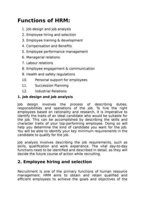 functions of hrm human resource management function functions of