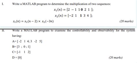 Solved I Write A MATLAB Program To Determine The Chegg Com